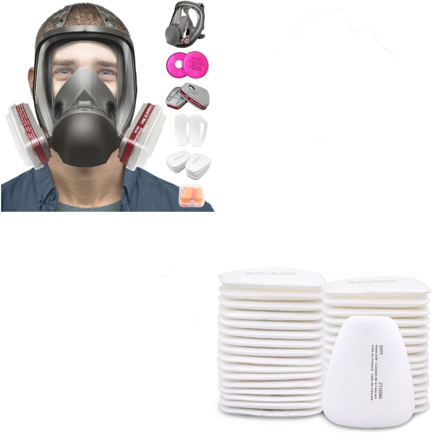 Amazon.com: ANUNU Full Face Respirator Mask with 6001 Filter Cartridge ...