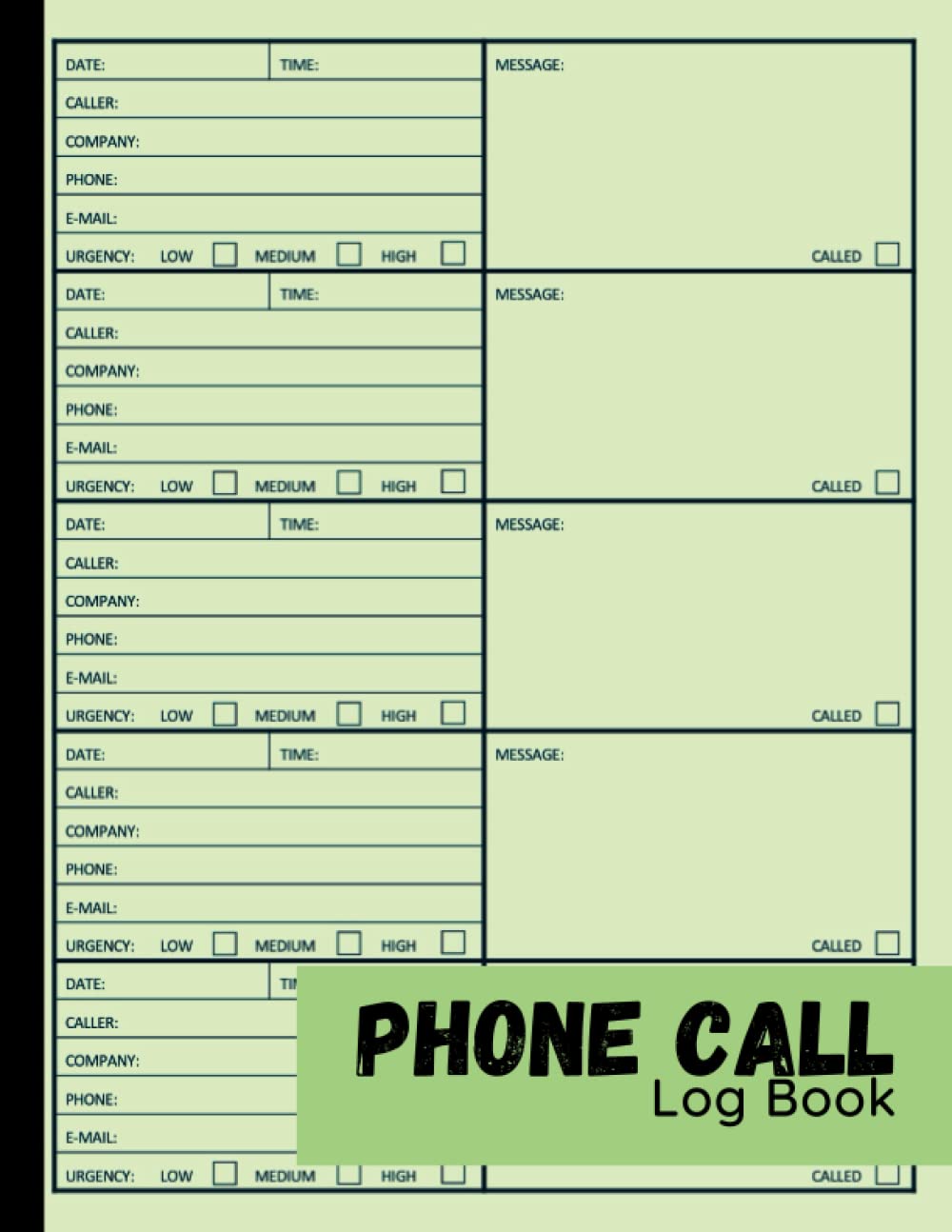 Phone Call Log Book: Phone Call and Voicemail Recording Notebook With ...