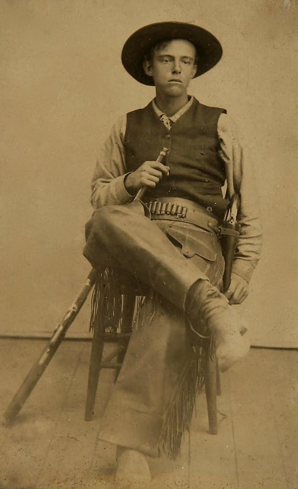 Amazon.com: Tintype Of Armed Young Cowboy Wearing Fringed Leather Chaps ...