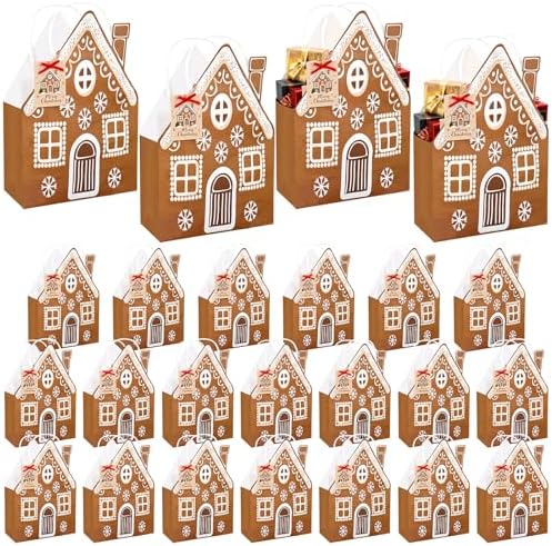 Amazon.com: PYQTH 24 Pcs Gingerbread Christmas House Gift Bags with ...