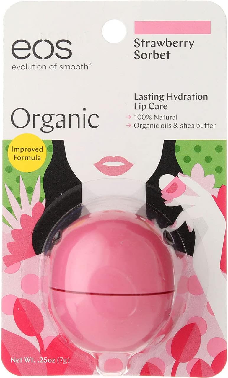 Amazon.com : EOS Organic Lip Balm Sphere, Strawberry Sorbet, 0.25 Oz ...