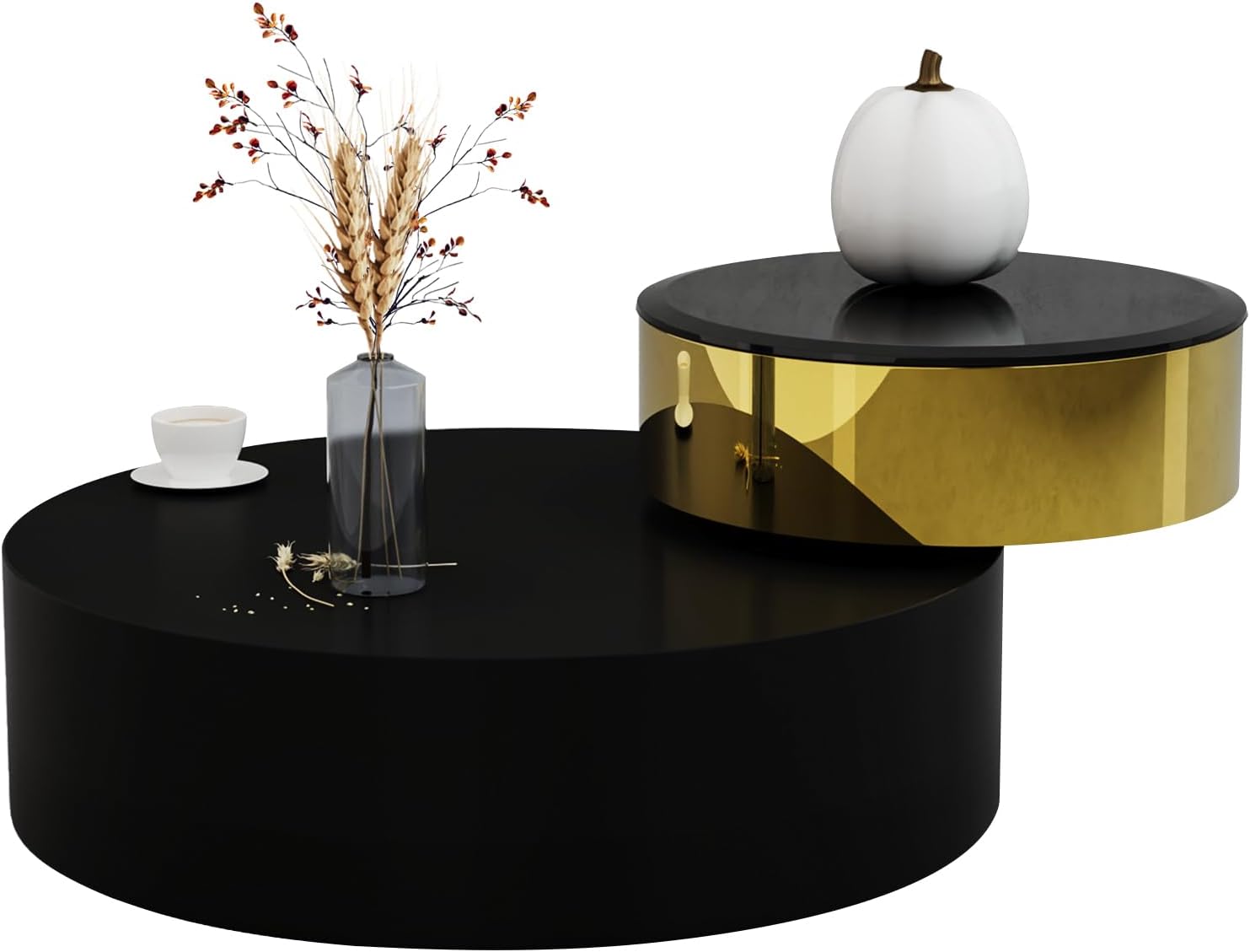 Amazon.com: 41" Round Rotating Coffee Table with 360° Swivel Tabletop ...