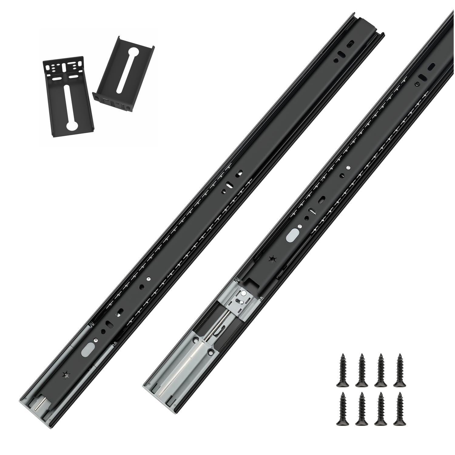 LONTAN 10 Pair Black Soft Close Drawer Slides 24 Inch Cabinet Drawer ...