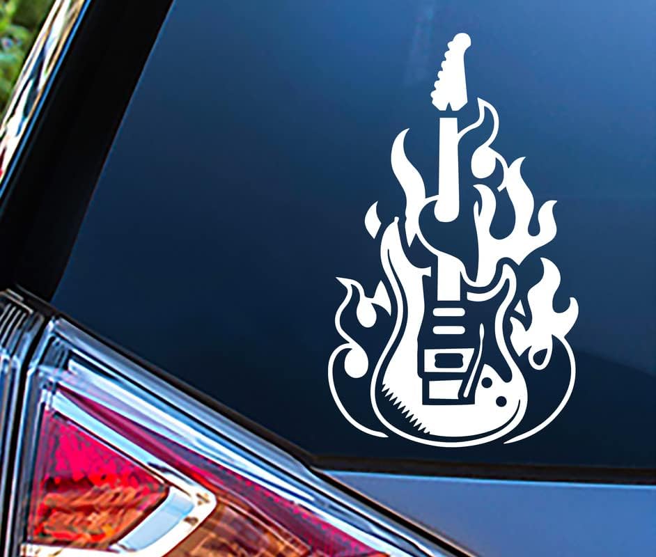 Amazon.com - Music Guitar Lover Flames Rocking Star Cool Vinyl Sticker ...