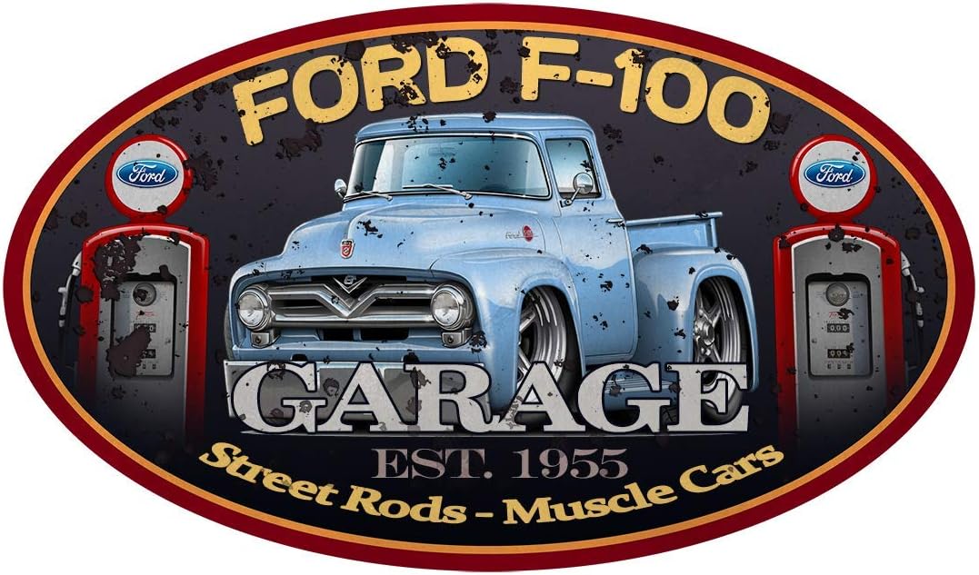 Amazon.com: 1955 Ford F-100 F100 Pickup Truck Classic Car-toon Wall Art ...
