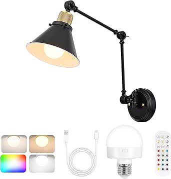 TRLIFE Rechargeable Battery Operated Wall Sconce, Dimmable and ...