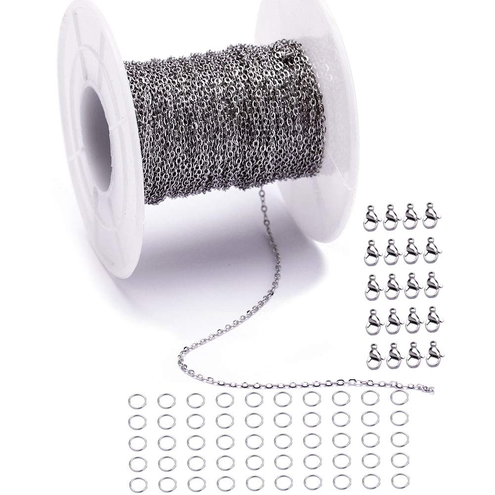 Amazon.com: 33 Feet Stainless Steel Flat Cable Chains Link Spool Bulk ...