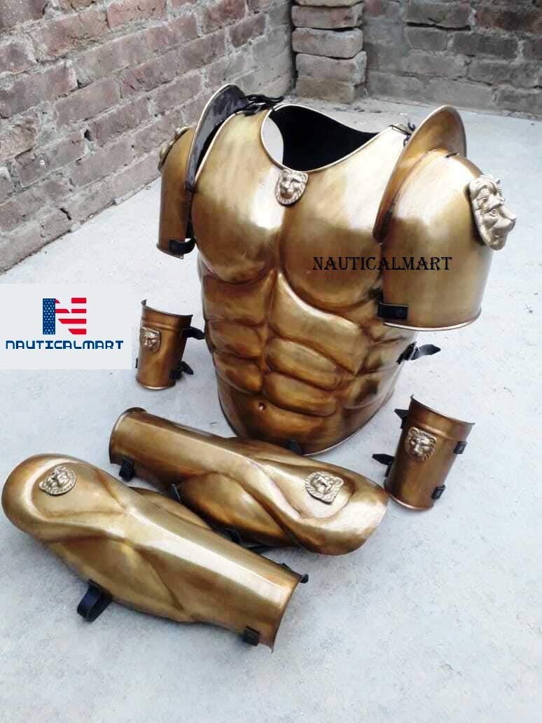 Buy LARP Armor, Classical Lion Greek-Roman Muscle Armor Set, Spartan ...