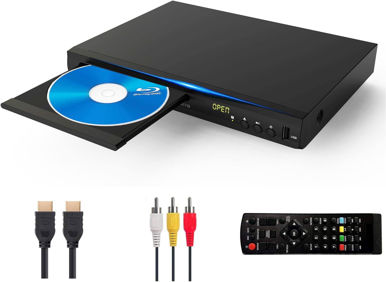 Amazon.com: HD Blu-Ray DVD Player for TV with HDMI/AV/Coaxial Output ...