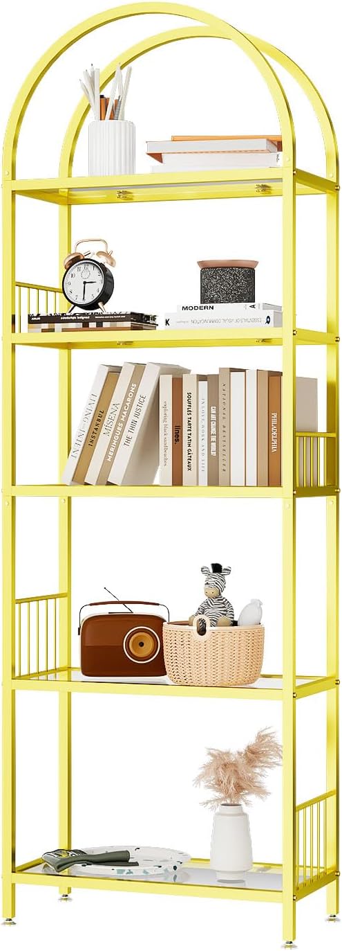 ybaymy 5-Tier Glass Shelf 1750mm Tall Arched storage rack Tempered ...