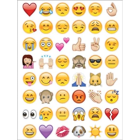 912 x Emoji Stickers | Unique Assorted Face, Animal & Symbol Designs ...