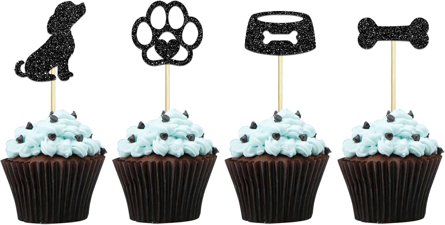 Amazon.com: 24 PCS Dog Cupcake Toppers, Pet Birthday Cupcake Picks Dog ...