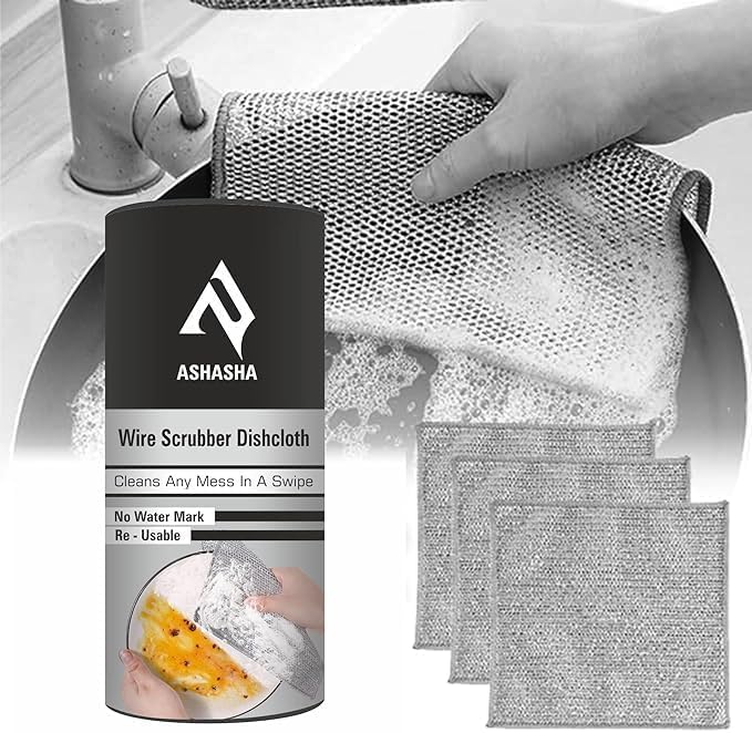 10 Pack Non-Scratch Wire Dishcloth & Gaps Cleaning Brush, Multipurpose ...