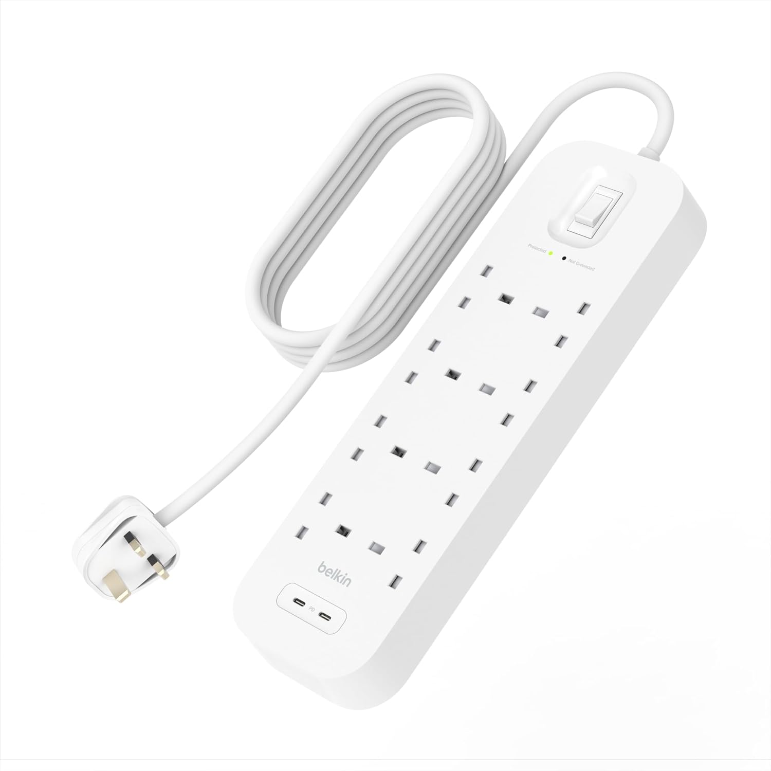 Belkin 8-Outlet Surge Protector Power Strip, Wall-Mountable with 8 AC ...