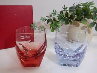 Amazon.co.jp: moser Mosel Crystal Rock Glass 2 Old Fashioned Red ...