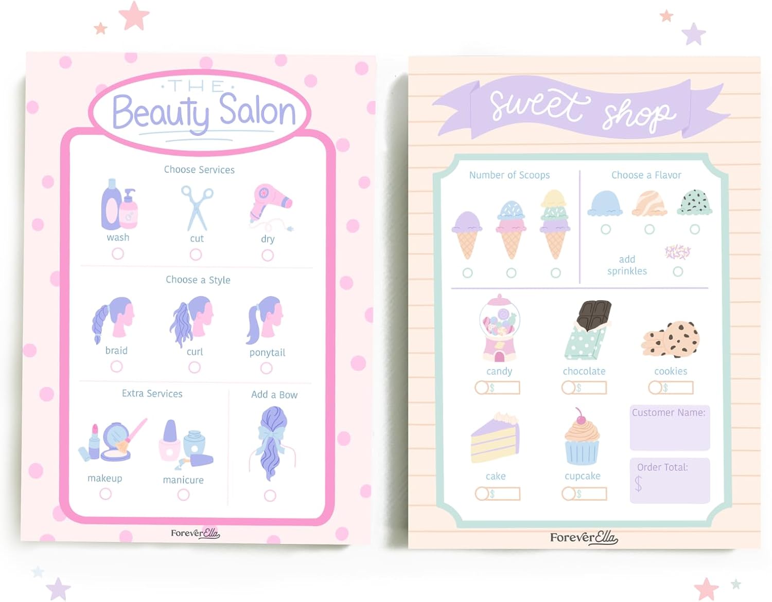 Amazon.com: Pretend Play Notepad Set for Kids – Sweet Shop & Beauty ...