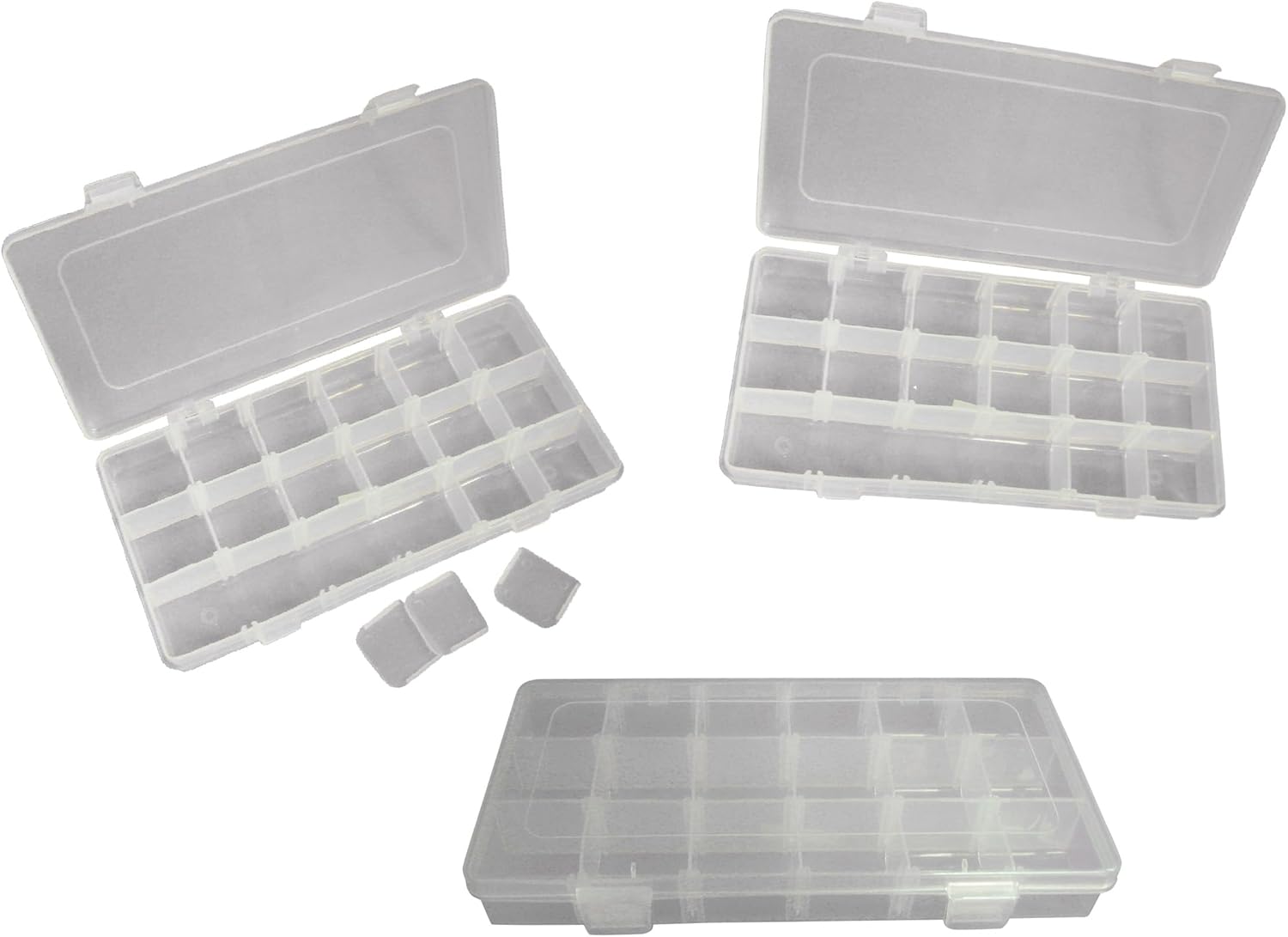 SHC Web 3 x Small Adjustable 18 Compartment Storage Boxes - Beads ...