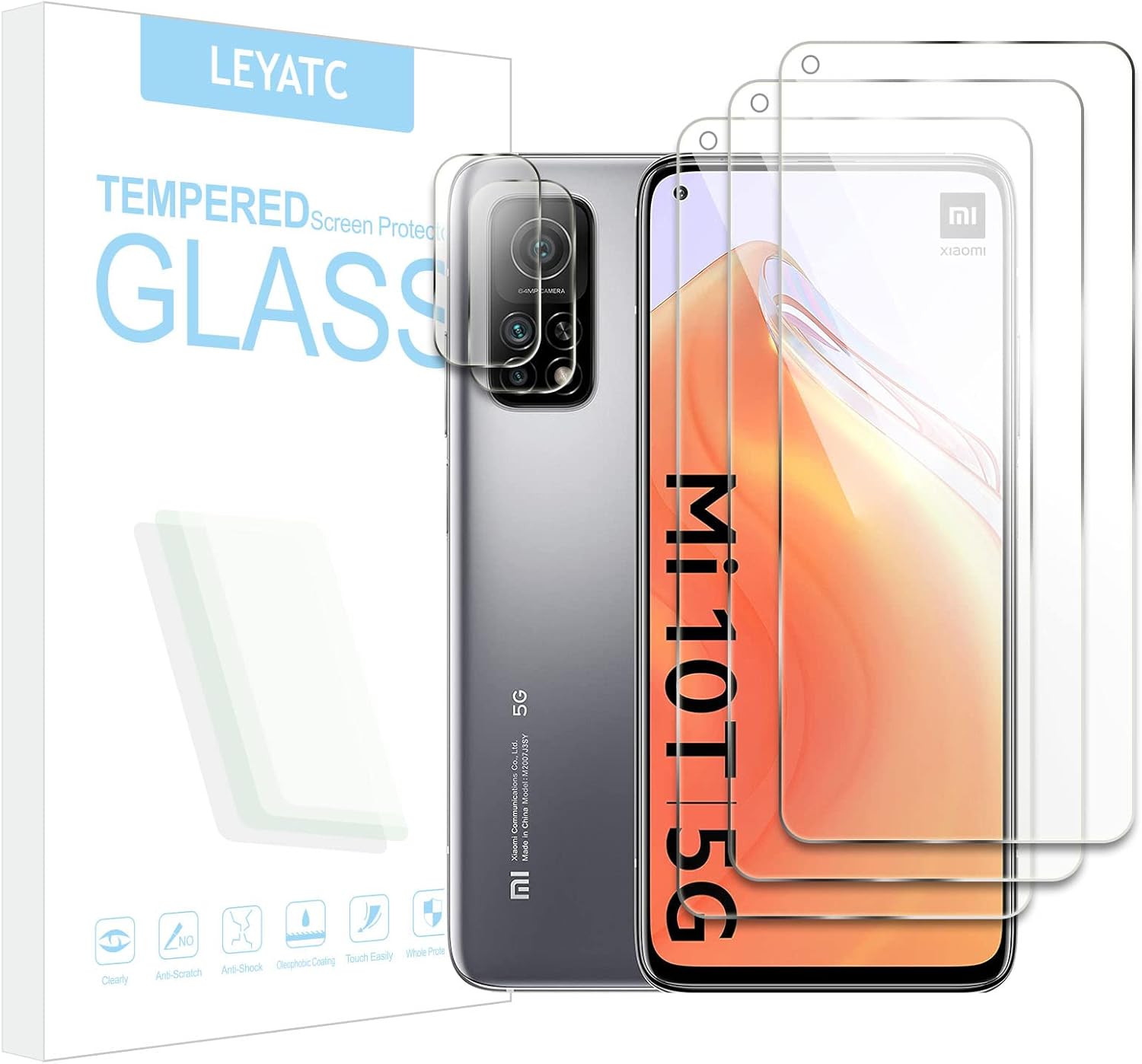 Amazon.com: [3+2 Pack] 3 Pack for Xiaomi Mi 10t / Mi 10t Pro HD Clear ...
