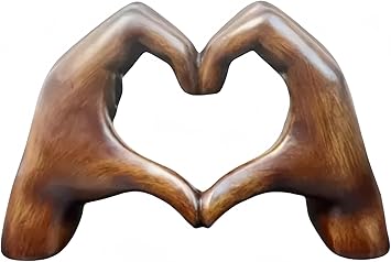 Amazon.com: zaomengchang Wooden Handmade Heart Hands Statue,Love Finger ...