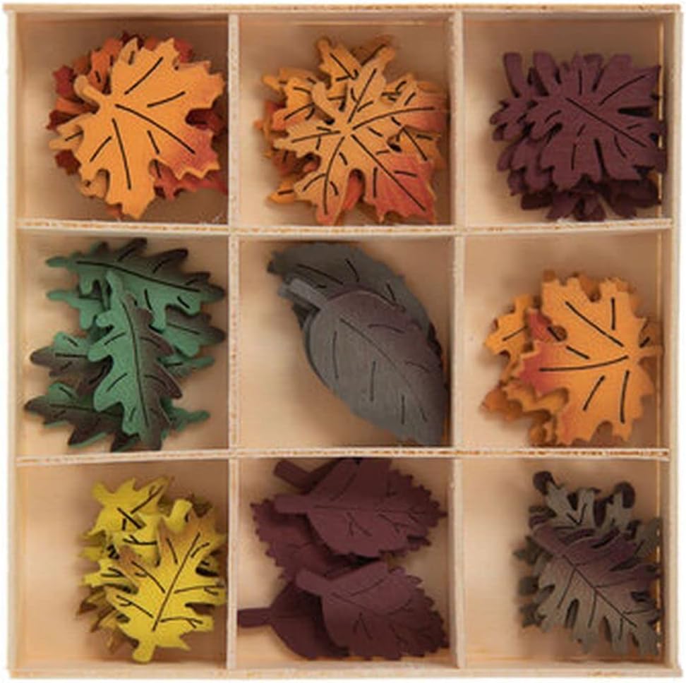 Amazon.com: Autumn Leaves Painted Miniature Wood Cutout Shapes - 45 ...
