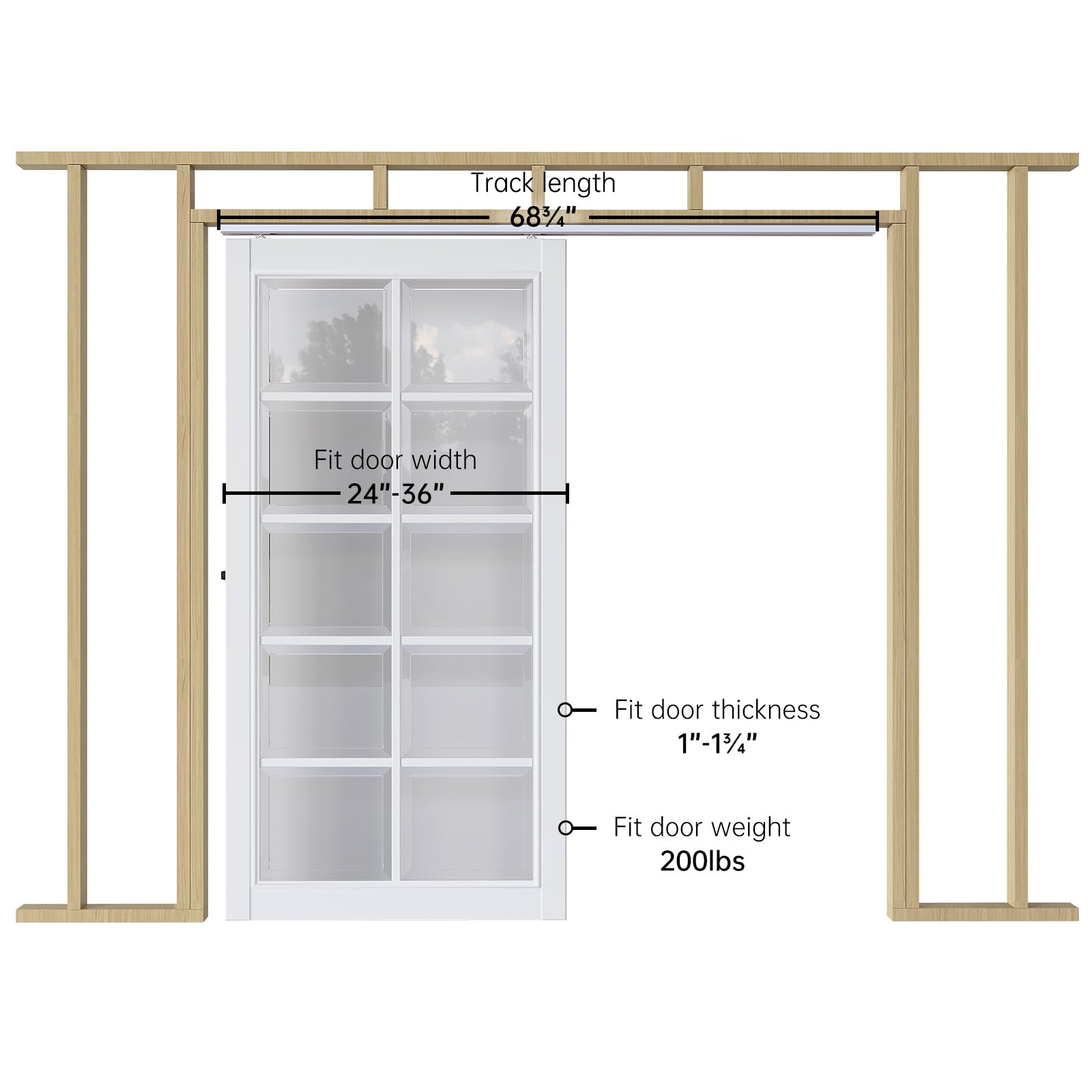 Snapklik.com : EaseLife 6FT/72in Sliding Pocket Door Hardware Kit ...