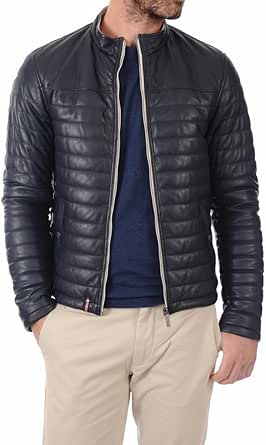 LEATHER FARM Men's Lambskin Leather Bomber Motercycle Jacket at Amazon ...