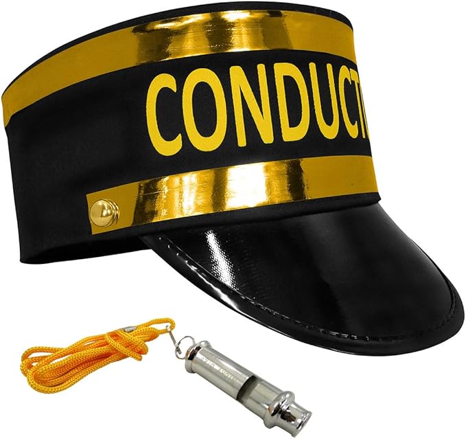 Amazon.com: Train Engineer Conductor Hat Plus Whistle Fancy Holiday ...