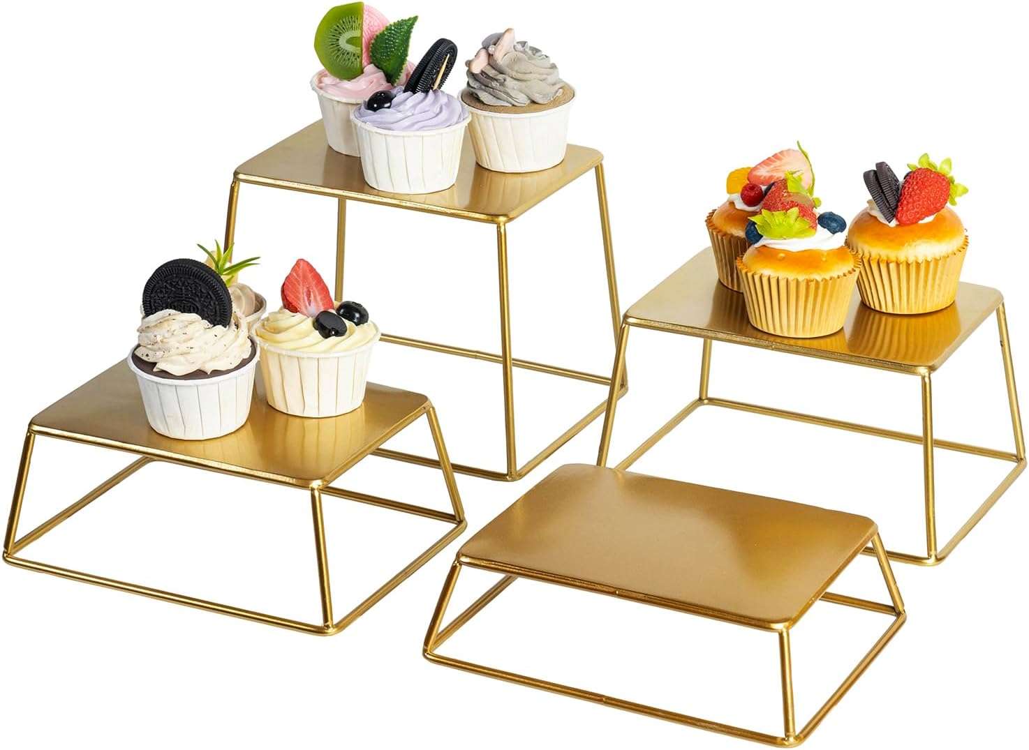 Amazon.com | MyGift Cupcake Riser Stands, Large Brass Tone Metal ...
