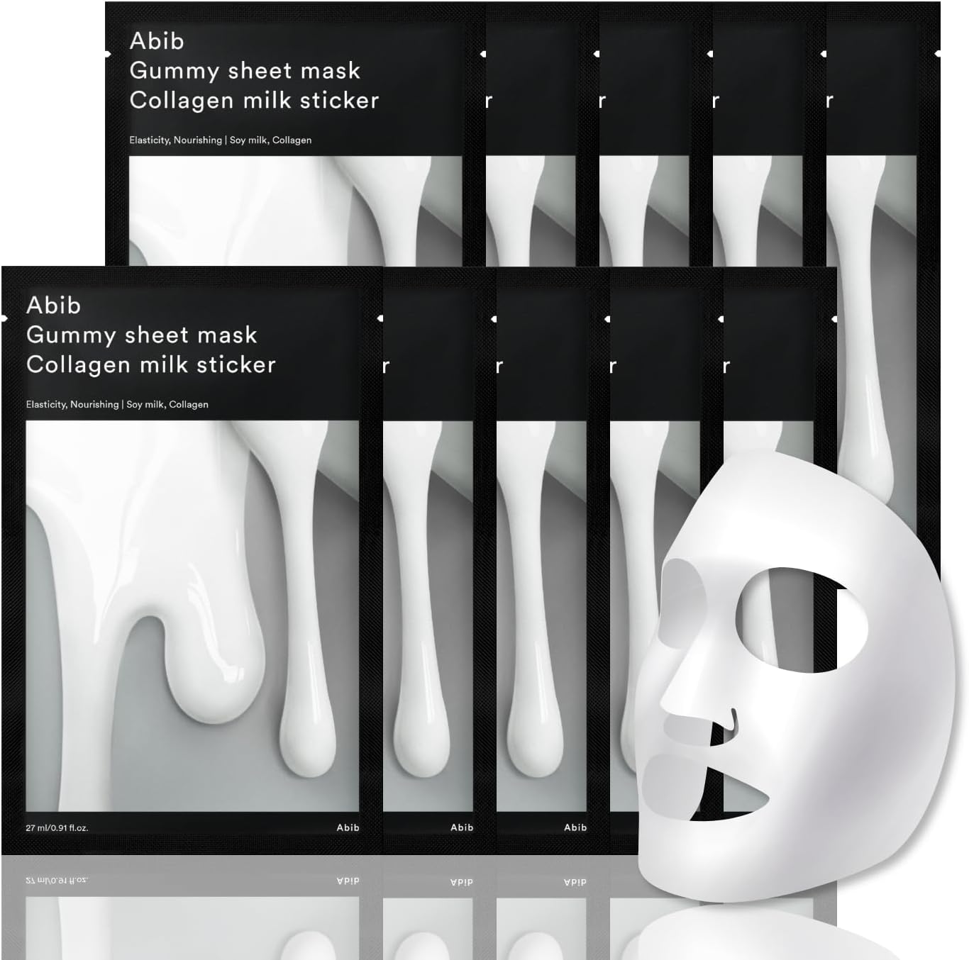 Amazon.com : Abib Gummy Sheet Mask 10 Sheets Collagen Milk (Elasticity ...