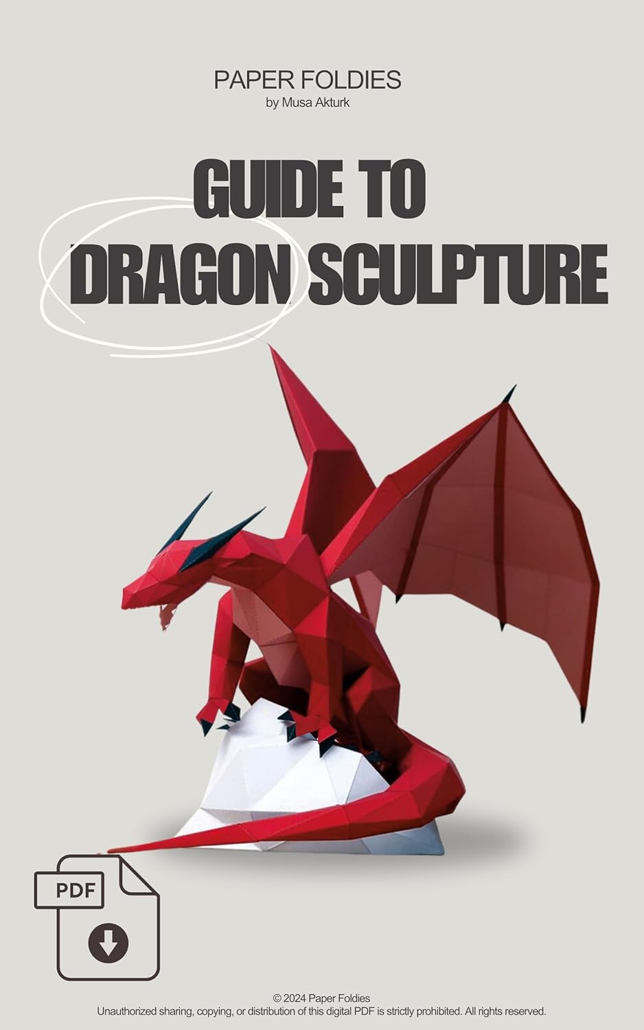 Dragon Sculpture Papercraft: DIY 3D Low Poly Paper Model for Home Decor ...