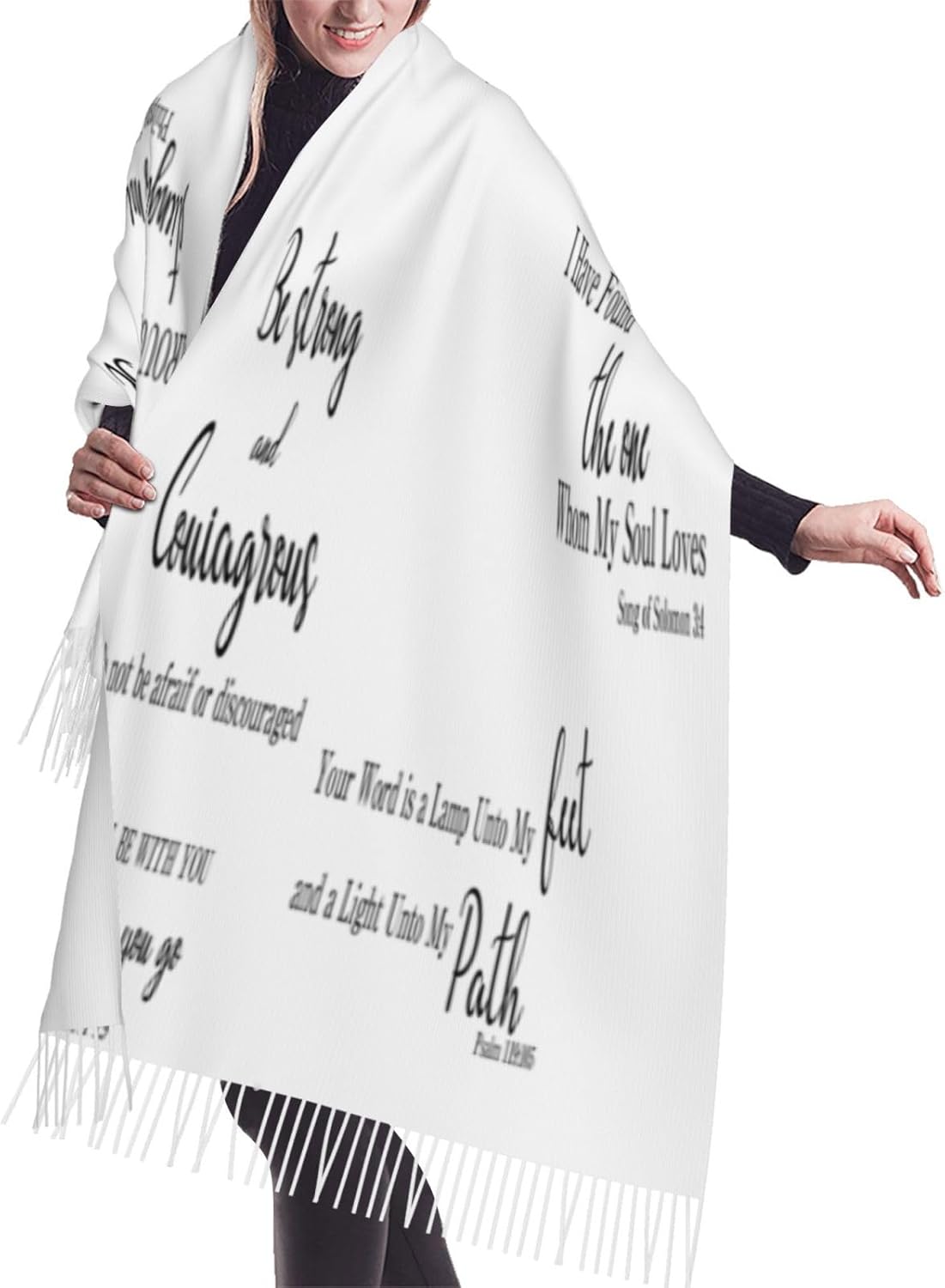 White 7 Phrases Bible Verse Oversized Scarves Inspirational ...