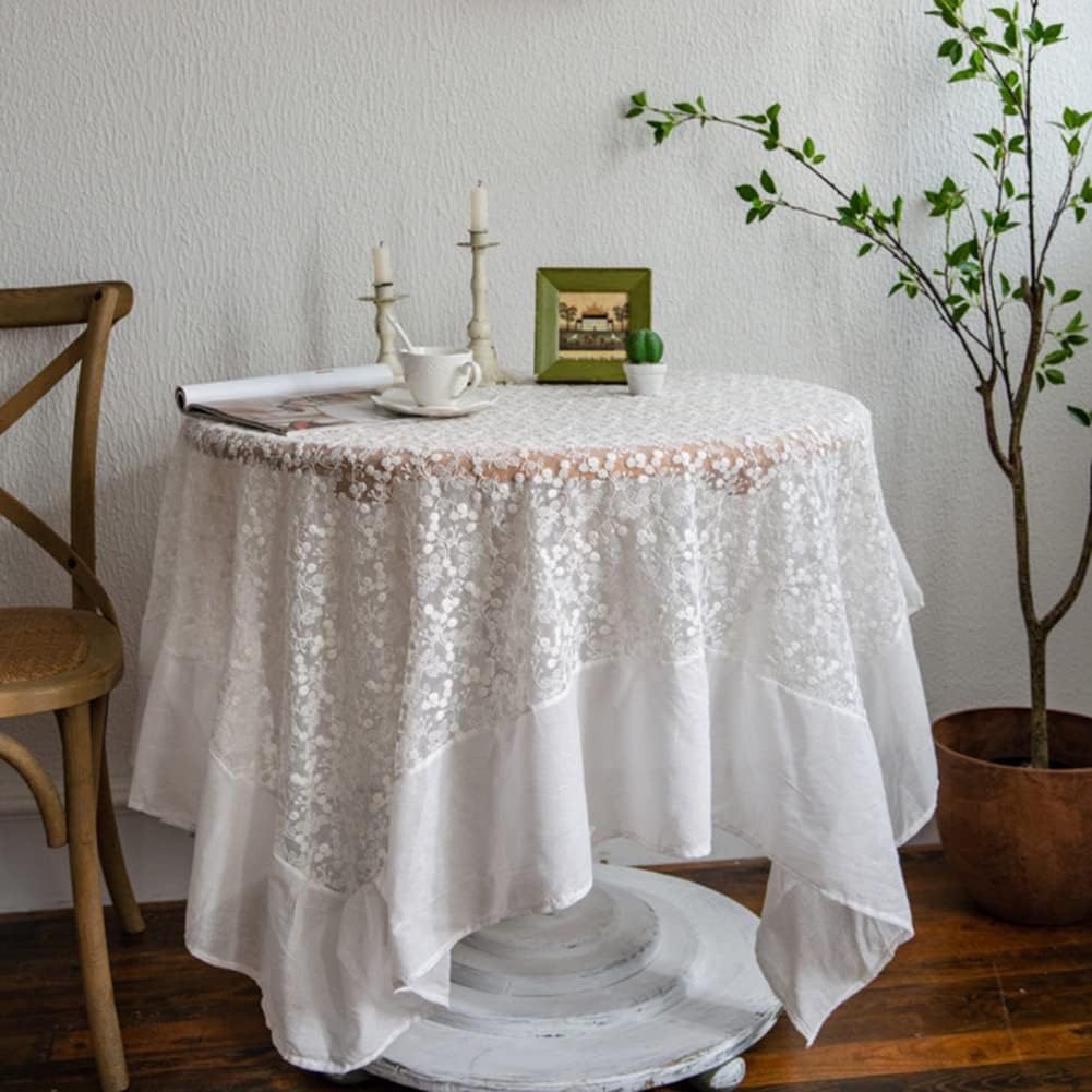Amazon.com: vctops Lace Square Tablecloth Vintage Floral Embroidered ...