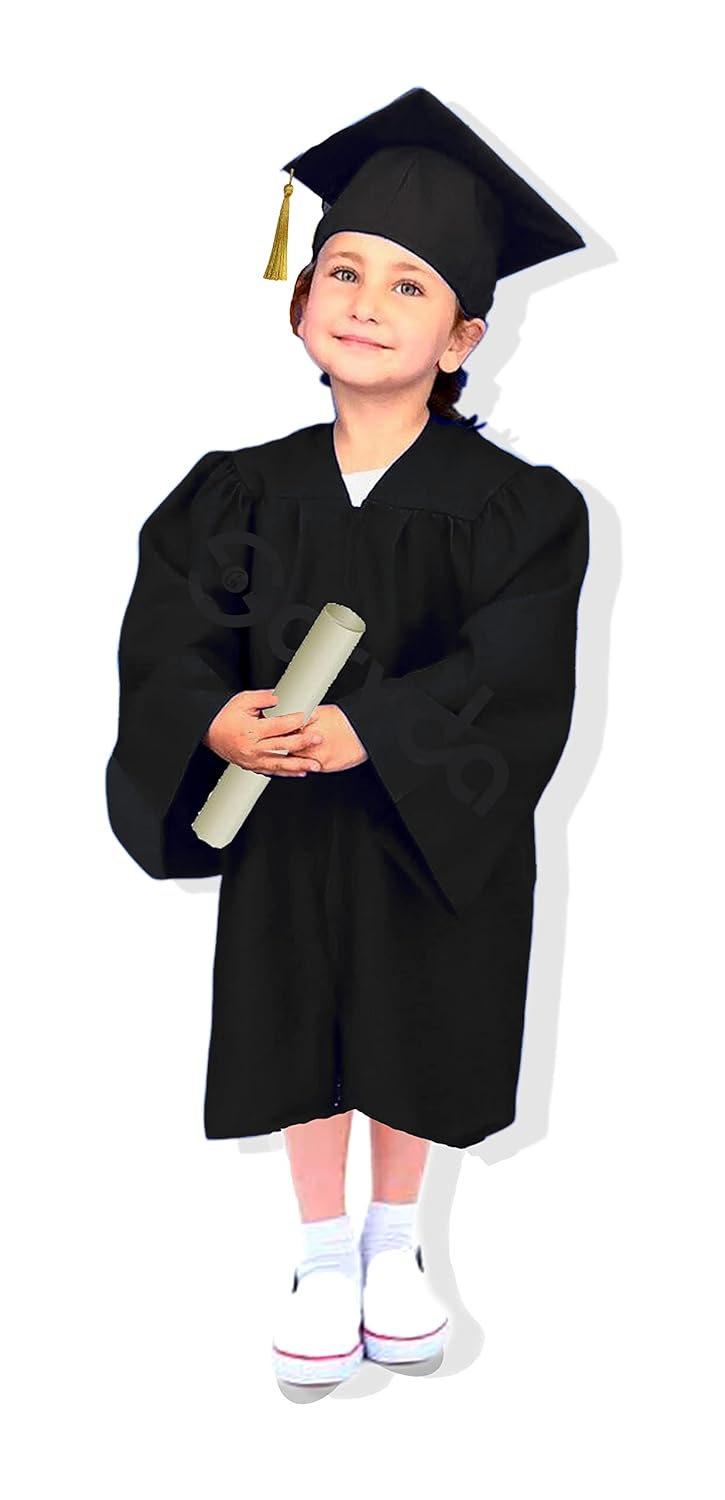 Child Matte White Graduation Cap Gown Preschool