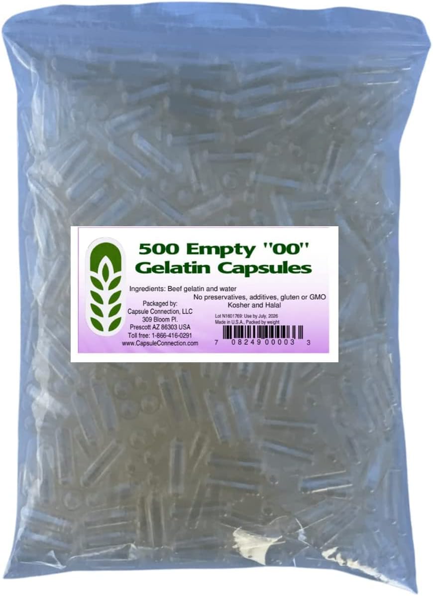 Amazon.com : Clear Size 00 Empty Gelatin Capsules by Capsuline - 1000 ...