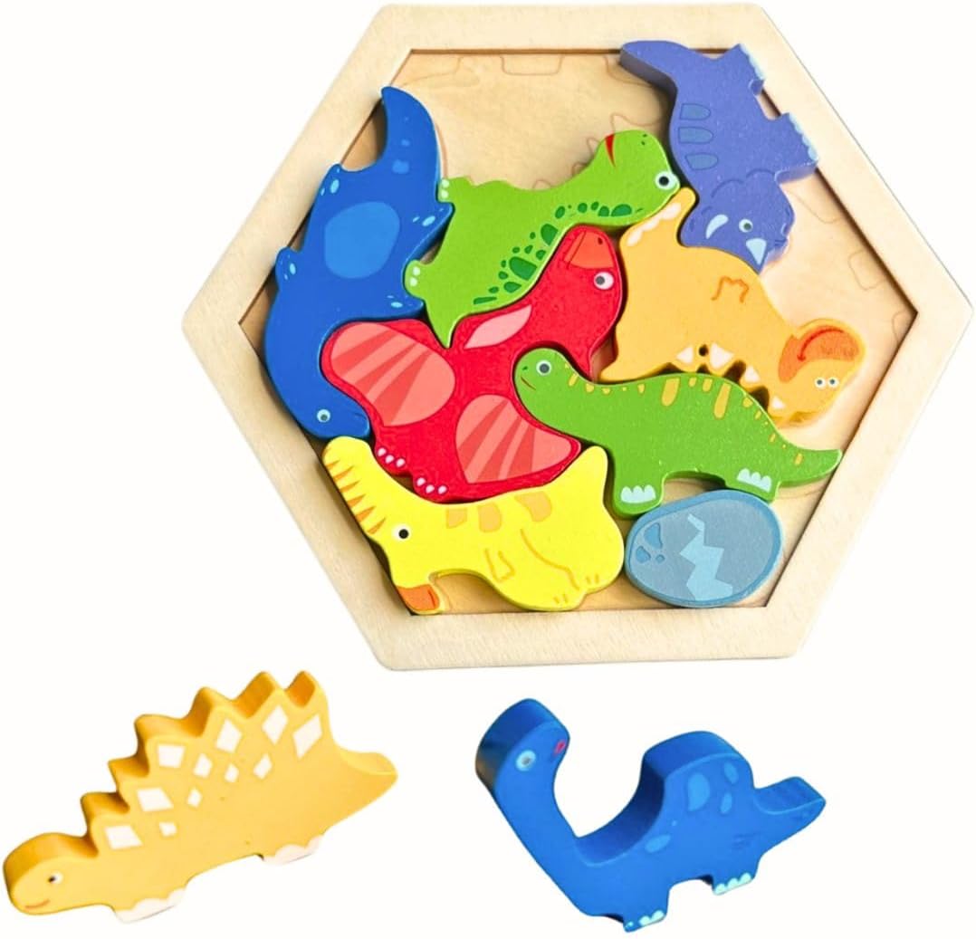 Amazon.com: Giggly Dragon Wooden Dinosaur Puzzles for Toddlers ...