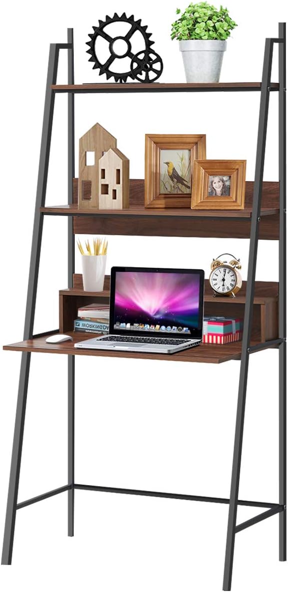 Amazon.com: Tangkula 3-Tier Ladder Computer Desk, Modern Writing Desk ...