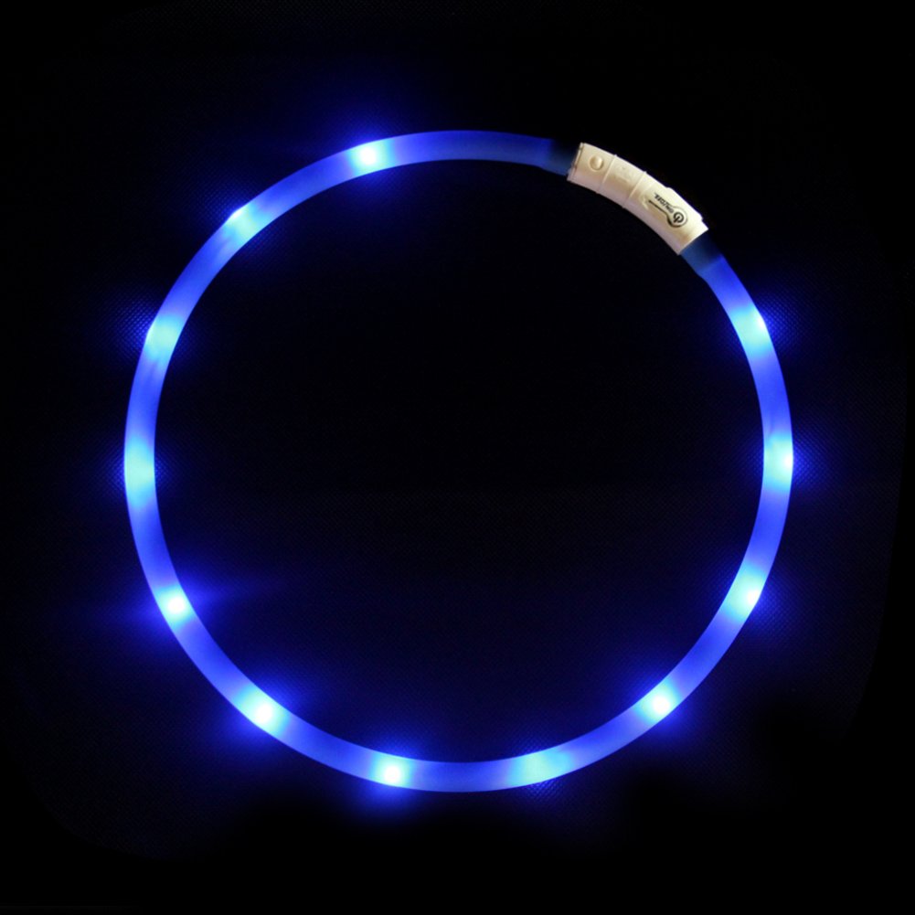 LED Dog Collar, USB Rechargeable Flashing Light Up Night Safety Collar ...