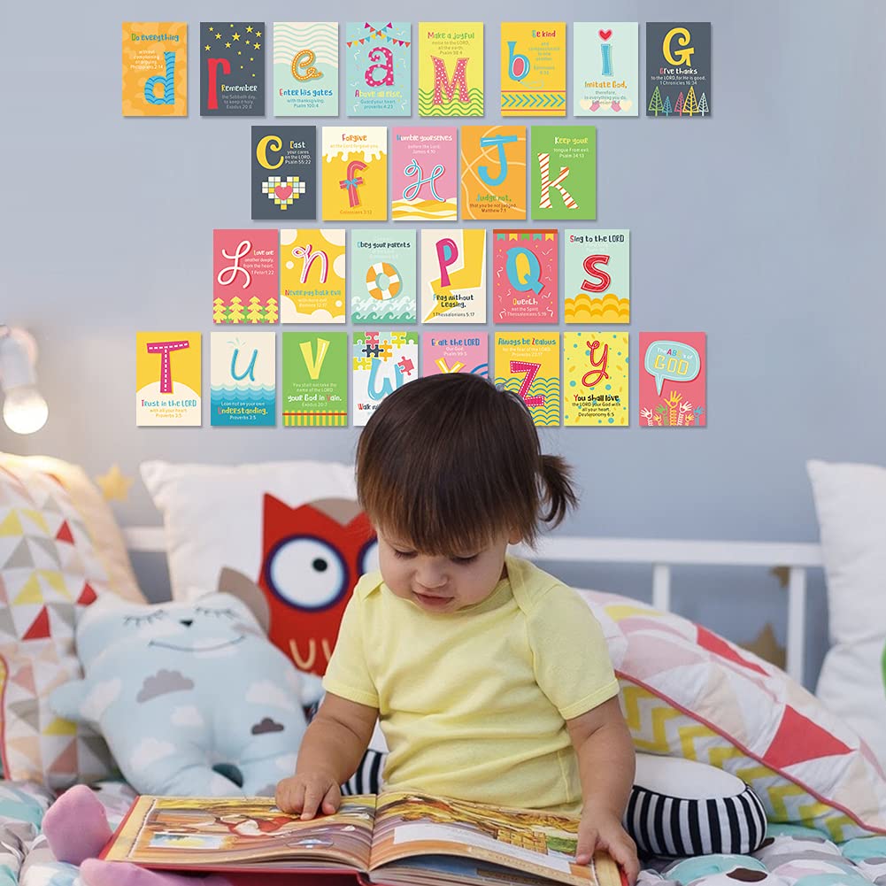 LHIUEM Abc's of God Scripture Wall Collage Kit, Bible Verse Wall Art ...