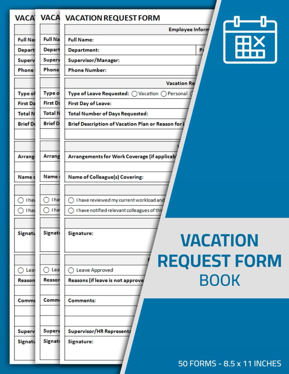Amazon.com: Vacation Request Form Book: Employee Time Off Request Forms ...