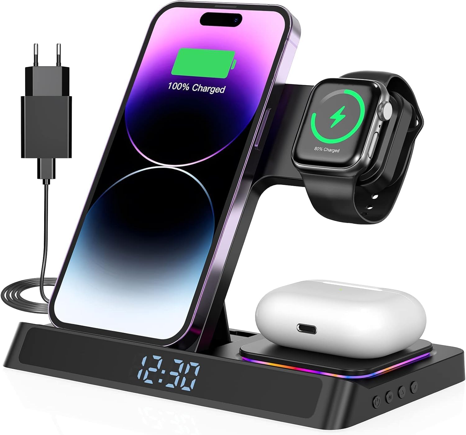 Chargeur Induction 3 en 1, Wireless Charger 15W Replacement for iPhone ...