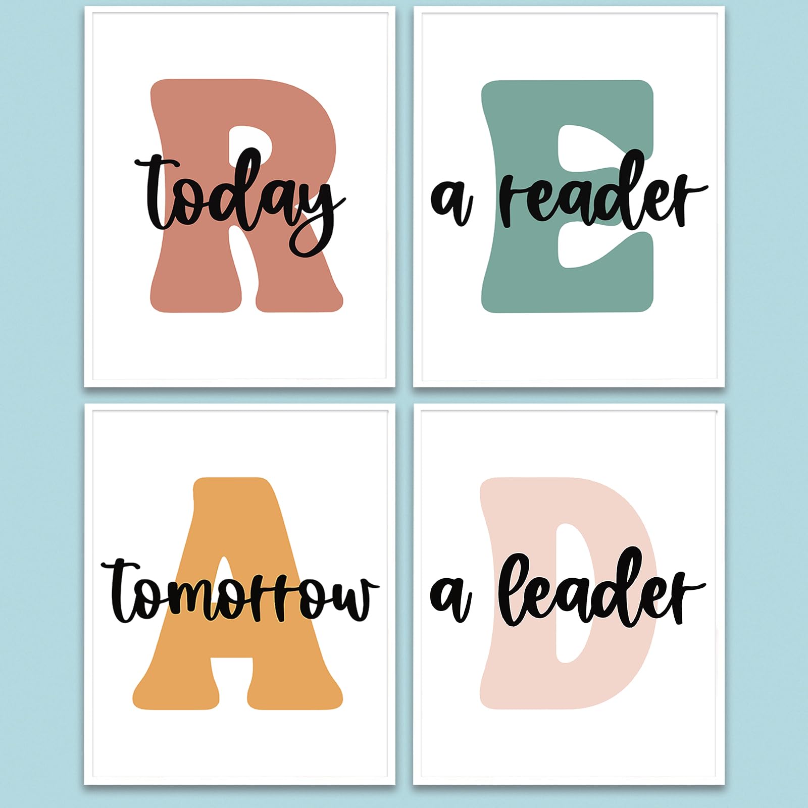 Amazon.com: 4 PCS Inspirational Wall Art Reading Corner Positive ...