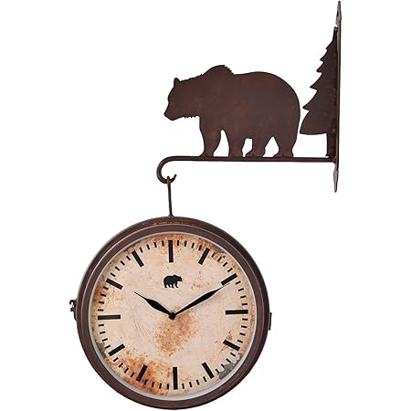 Amazon.com: Black Forest Décor Bear Mountain Time Wall Clock – Black ...