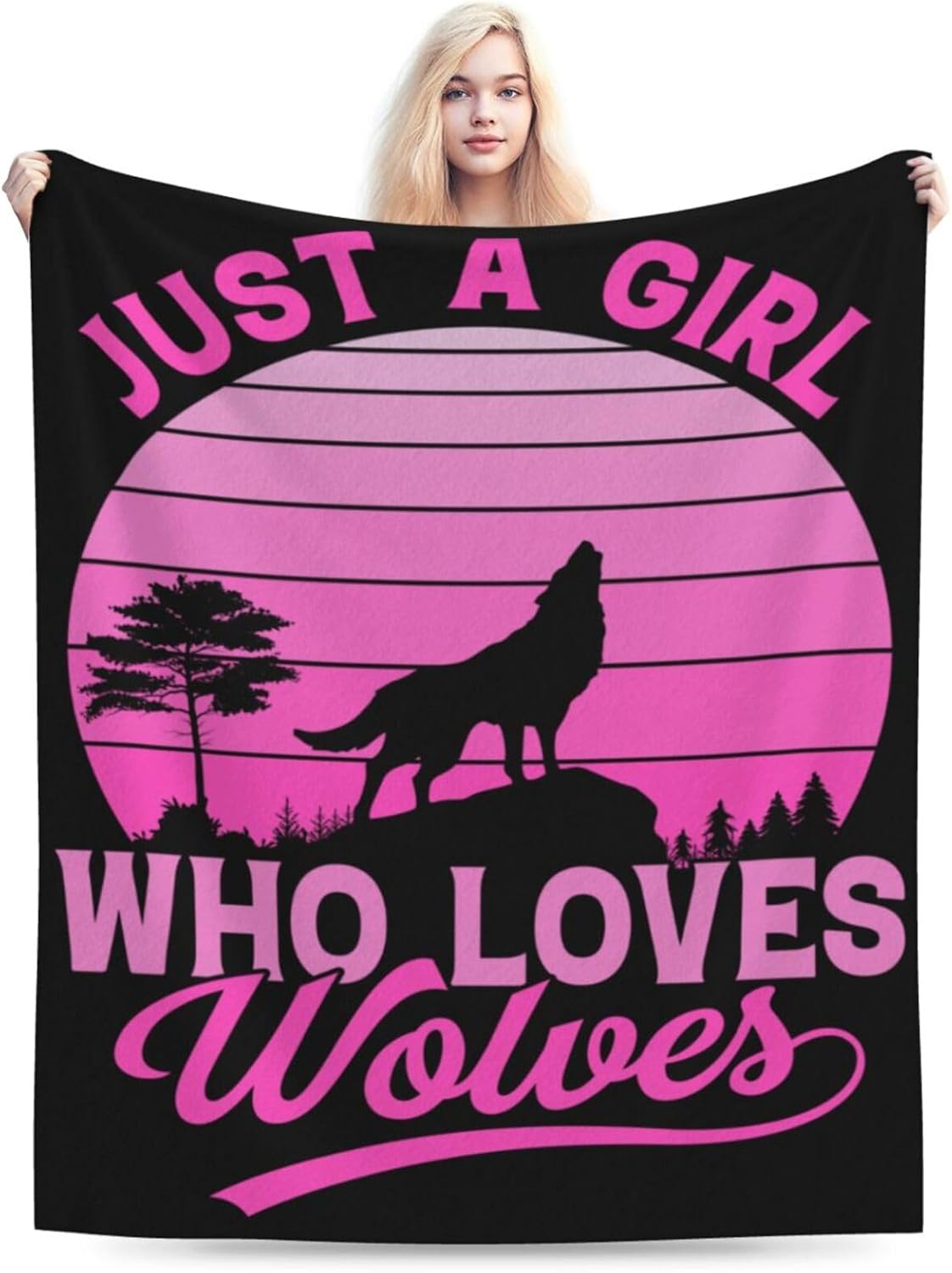 Amazon.com: Just A Girl Who Loves Wolves Throw Blanket for Men Women ...