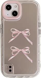 Amazon.com: NITITOP Compatible with iPhone 13 Case Cute Pink Ribbon Bow Pattern Women Girls ...