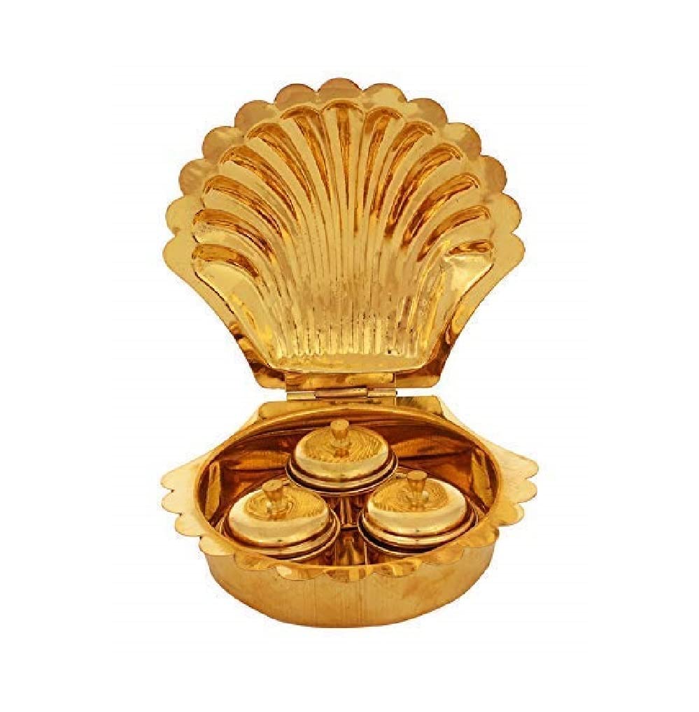 Buy Denique Brass Haldi Kumkum Puja Box Multi-Purpose Sindoor Rituals ...