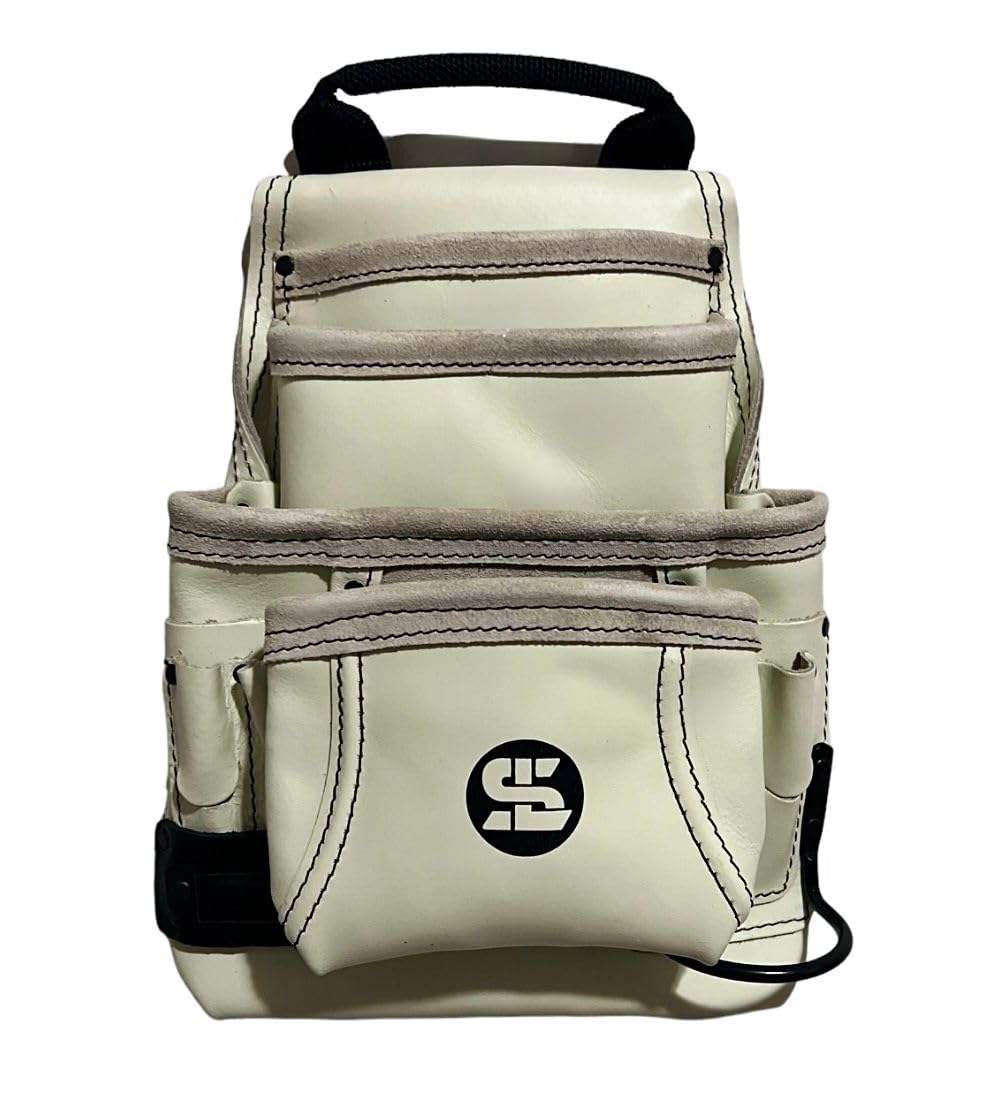 Supreme Leather 8 Pocket Tool Pouch with Hammer and Folding Ruler ...