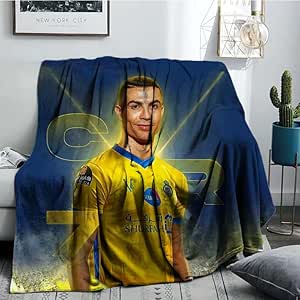 BY-CAN Cristiano Ronaldo Warm Flannel Bed Blanket,Al-NASSR FC Cozy Plush Throw Blanket ...