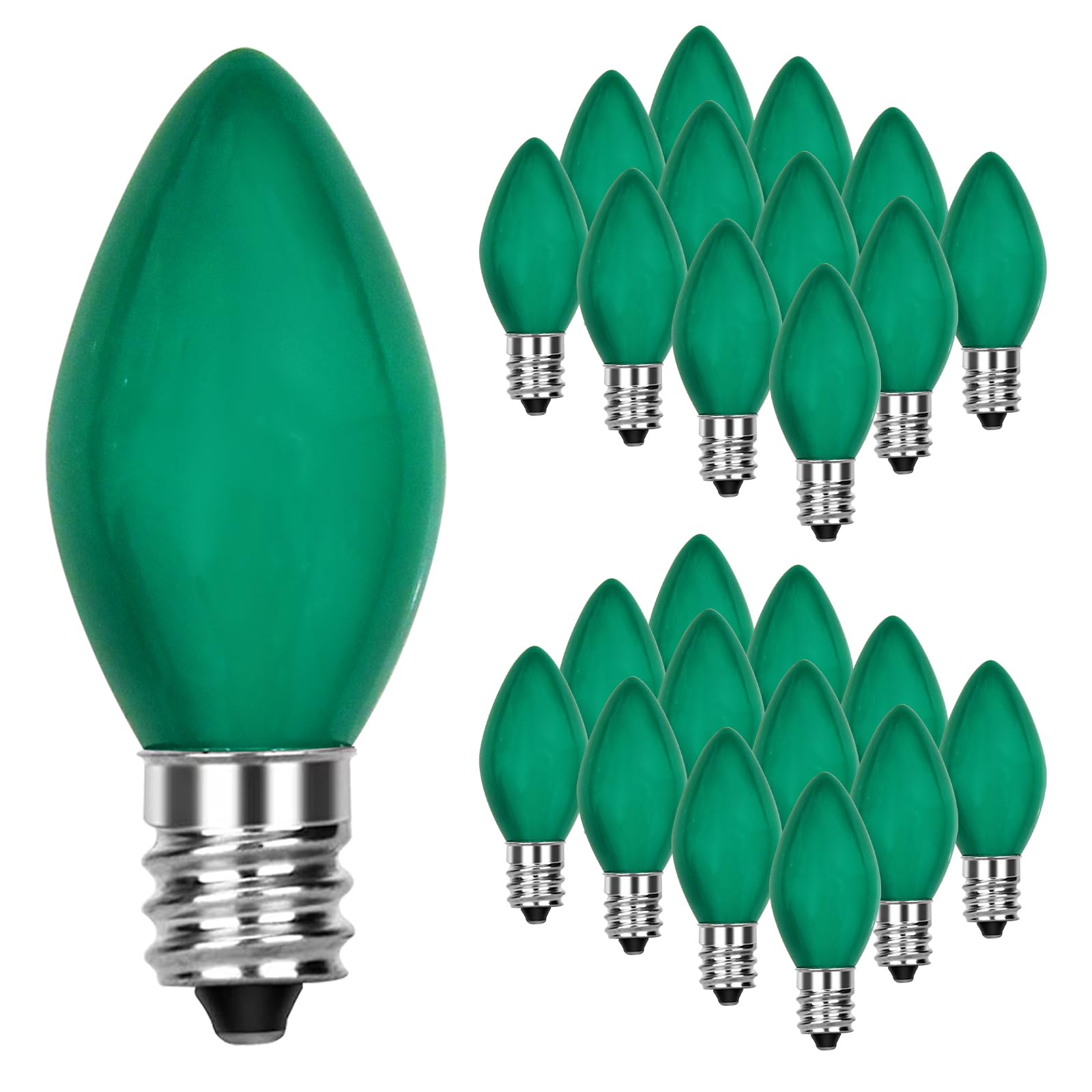 Bokoiuu C7 Christmas Lights Replacement Bulbs, 25 Pack Green C7 Light ...