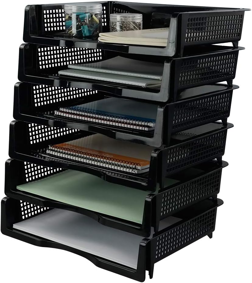 Amazon.com: Tstorage Plastic Stackable File Paper Storage Tray, Office ...