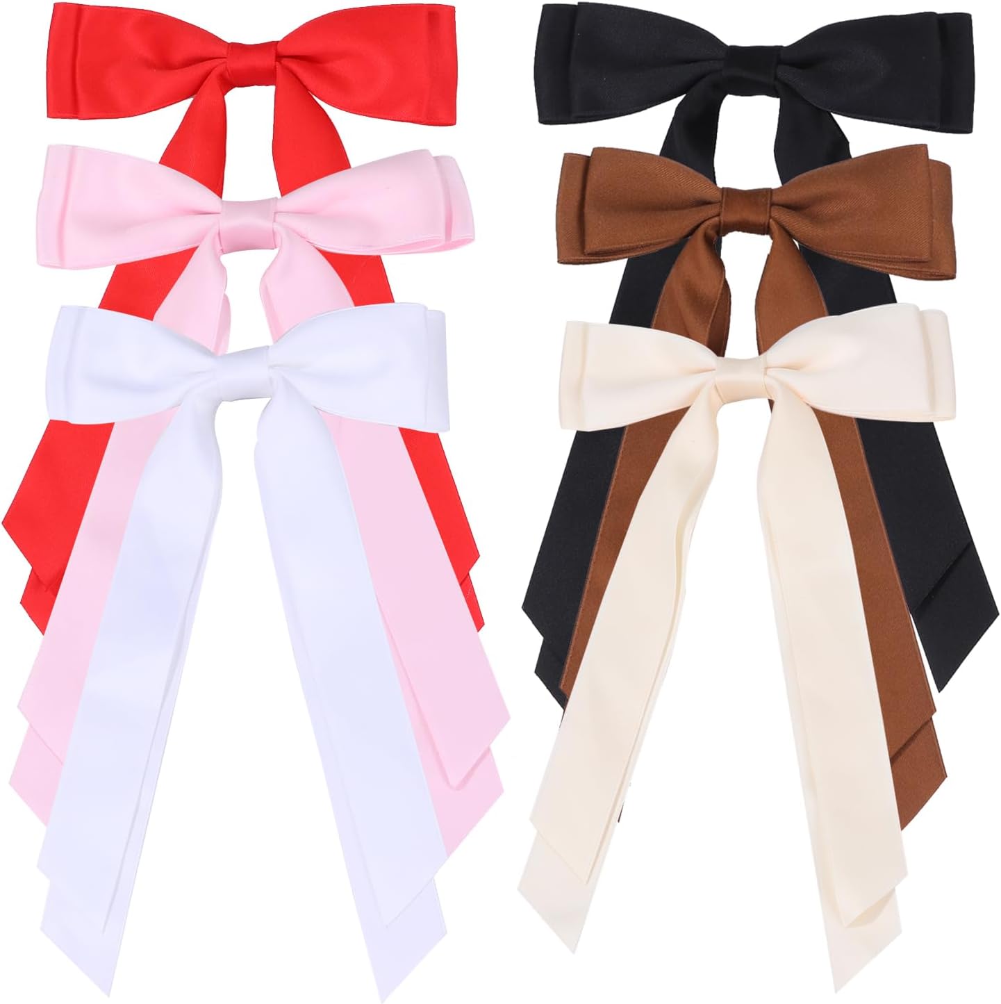 Amazon.com : Satin Bow Hair Clips for Women, Silkly Satin Hair Ribbon ...